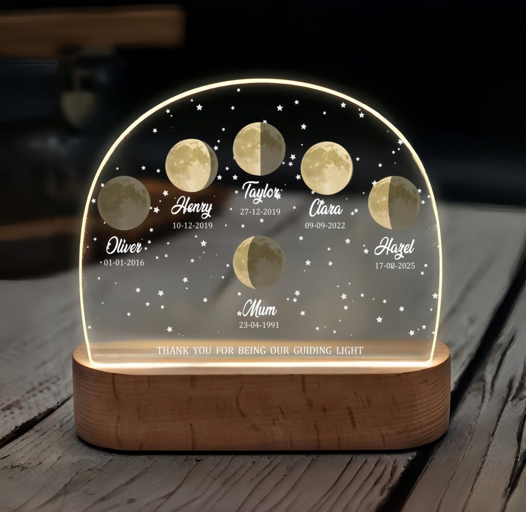 Custom Night Light Moon Phase，custom Moons Phase LED Night Light ...
