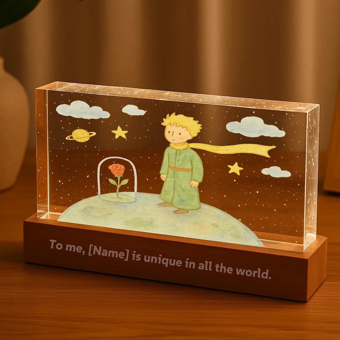 Personalized Little Prince Night Light, Custom Name Starry Acrylic Lamp ...
