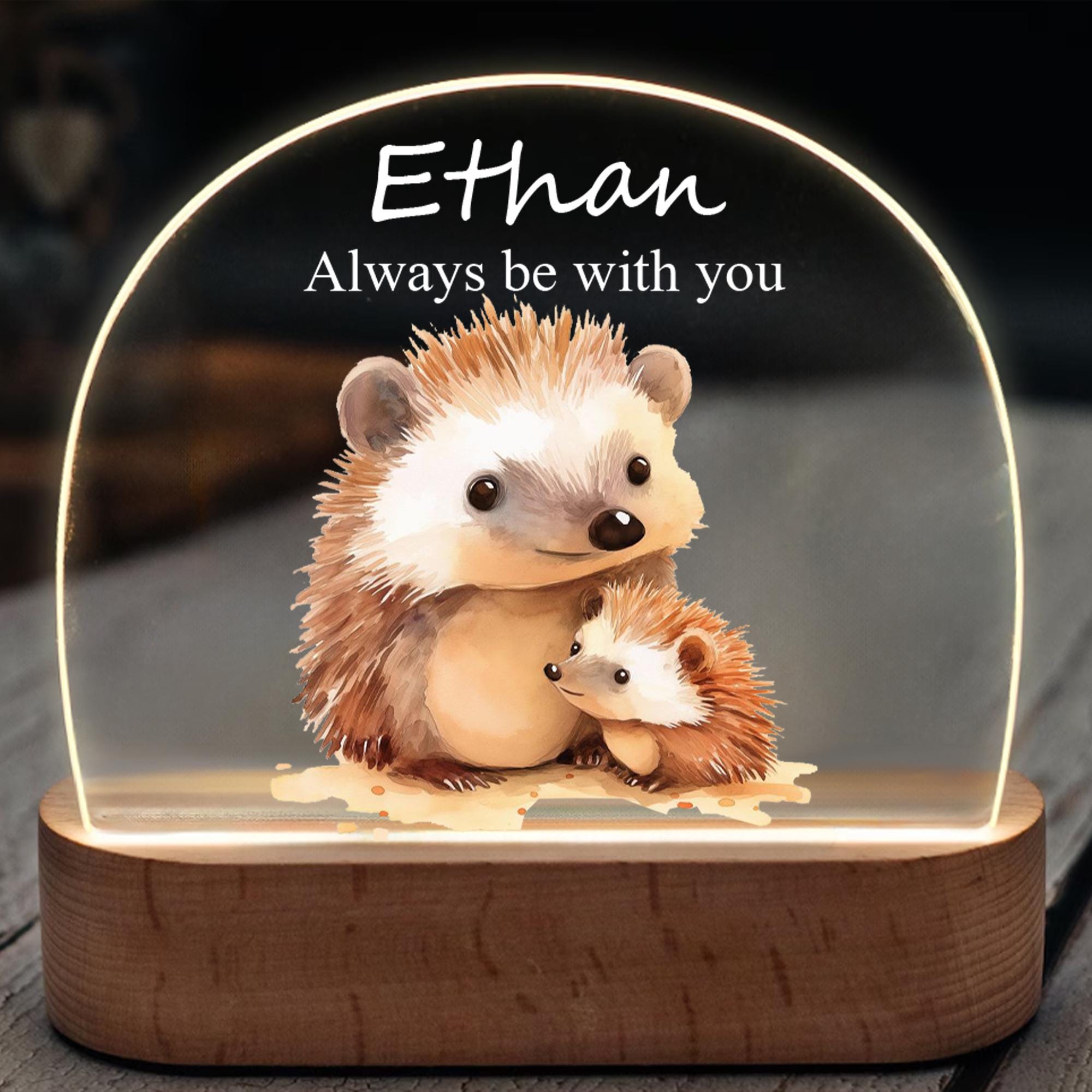 Personalized Hedgehog Night Light, Custom LED Light With Name, Modern ...