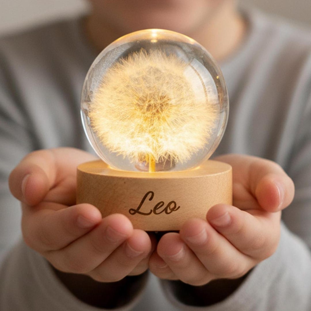 Personalized Crystal Ball Flower Night Light – Custom LED Lamp, Unique ...