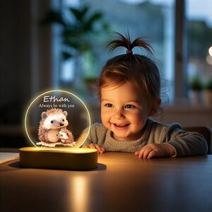 Personalized Hedgehog Night Light, Custom LED Light With Name, Modern ...