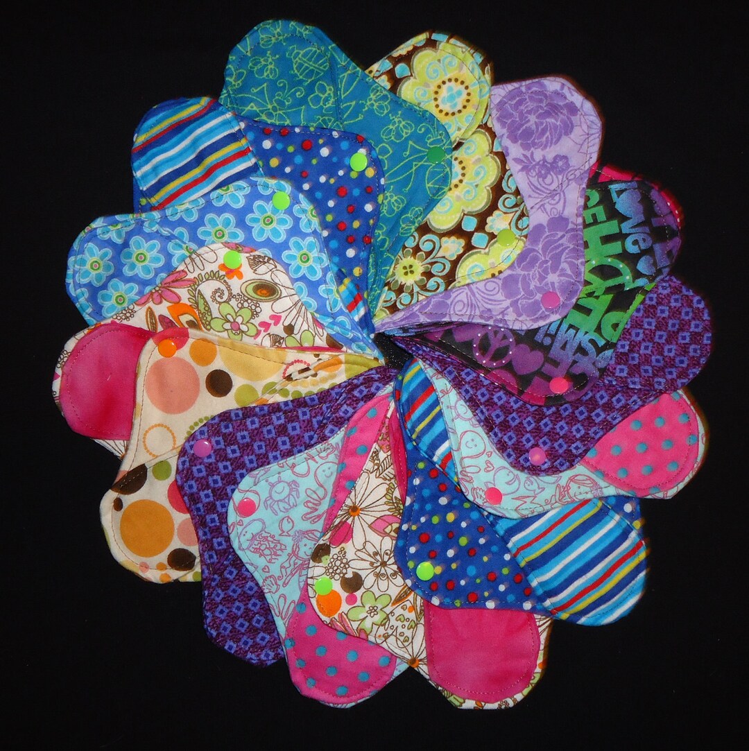Set of 12 Cotton Flannel Cloth Pantyliners, Reusable Pads - Etsy