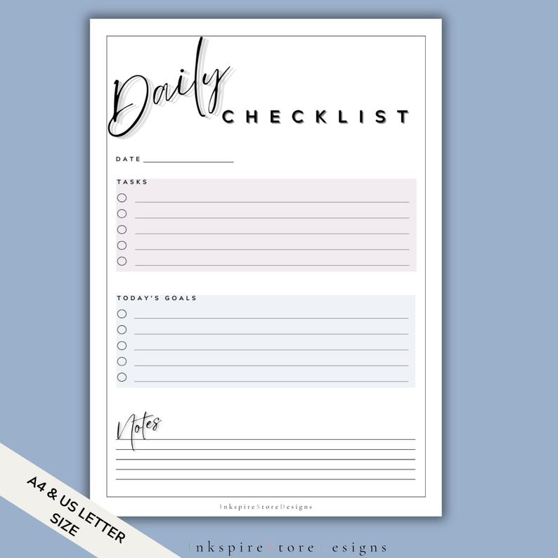 Daily to Do List, Printable, Minimal Design, Tasks, Goals, to Do List ...