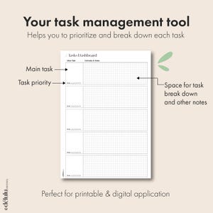 Tasks Dashboard Printable to Do List Binder Insert Instant Download ...