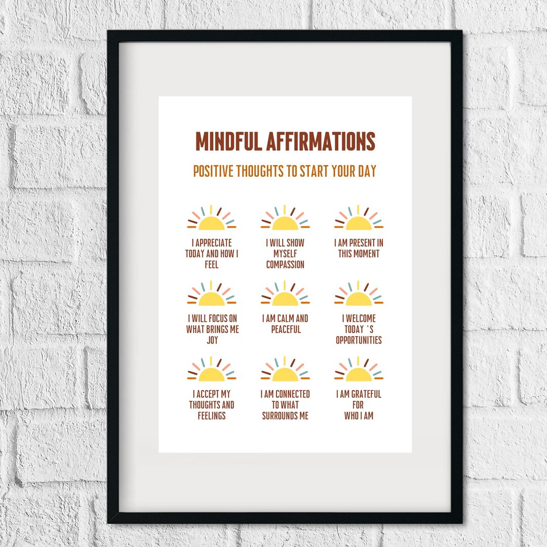 Mindful Affirmations - Digital Download, Motivational Poster, Wall Art ...