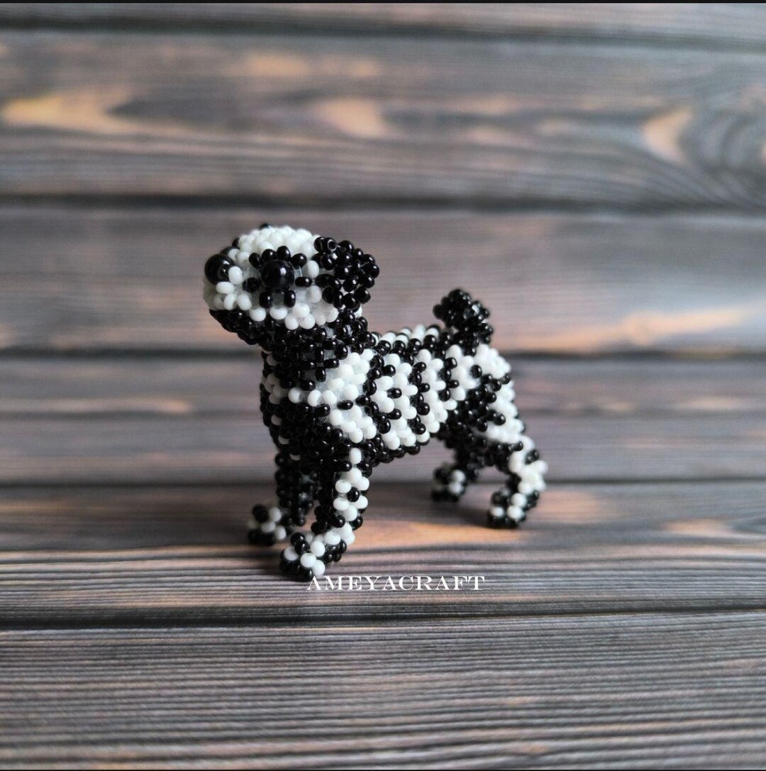 Handcrafted Beaded Pug Skeleton Figurine - Unique Beadwork Gift - Etsy