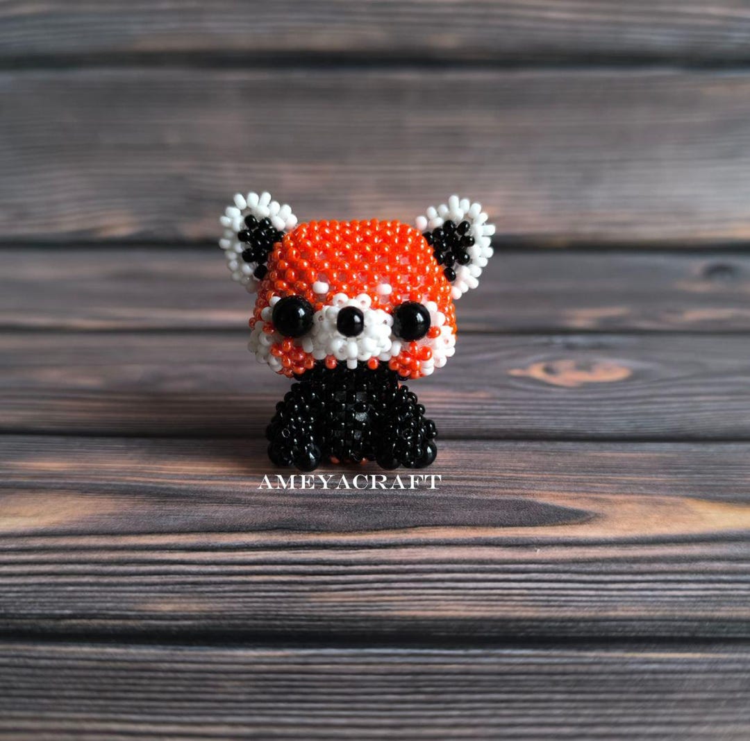 Handcrafted Beaded Red Panda Figurine - Etsy