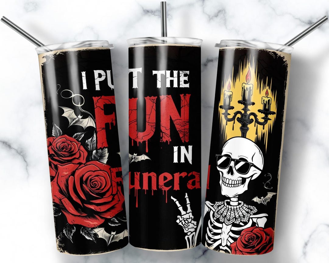 Gothic Skull & Rose Tumbler Wrap 20 Oz Sublimation Tumbler Design ,9 ...