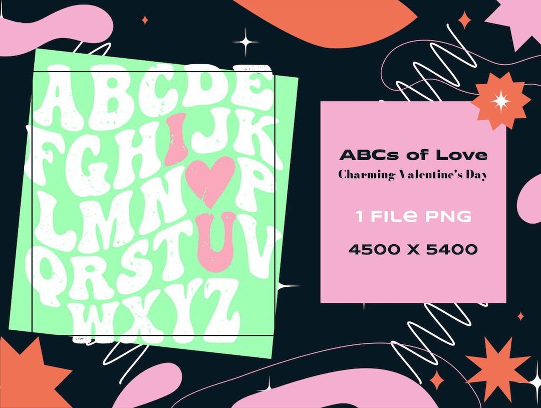 Abcs of Love: Charming Valentine's Day PNG Digital Print for Your ...