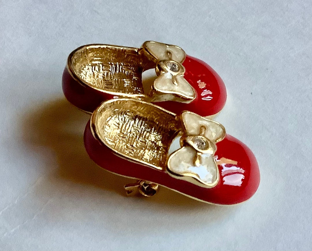 Retro Ruby Red Slippers Shoes Jewelry Brooch Pin - Etsy