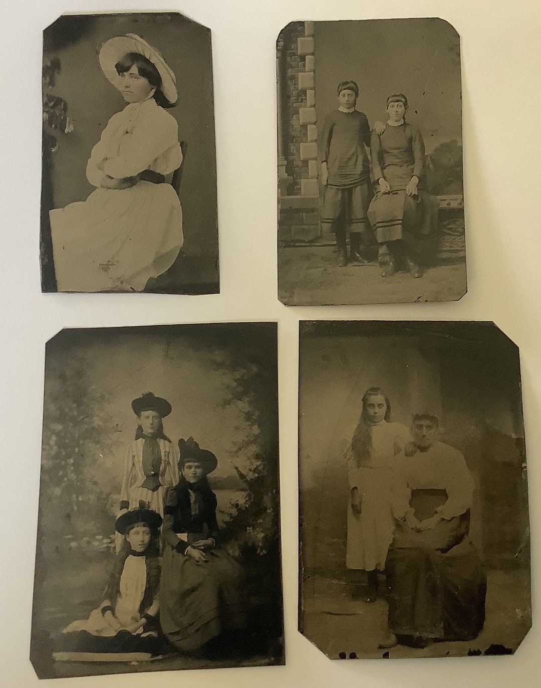 Antique Tin Type Photos Collection Lovely Women Fancy Hats Vintage - Etsy