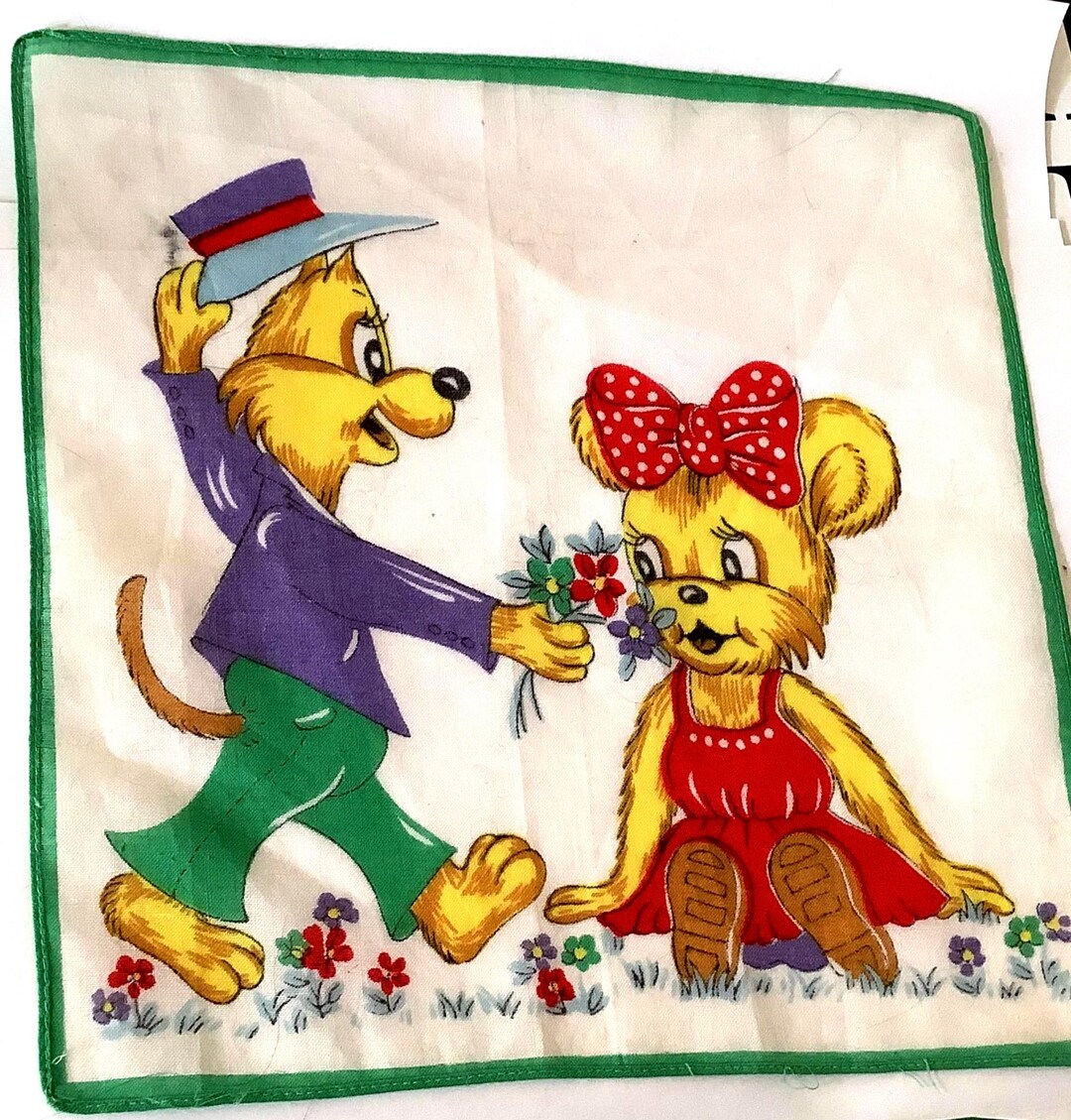 Vintage Mid Century Classic Cartoon Fabric Hanky Handkerchief - Etsy