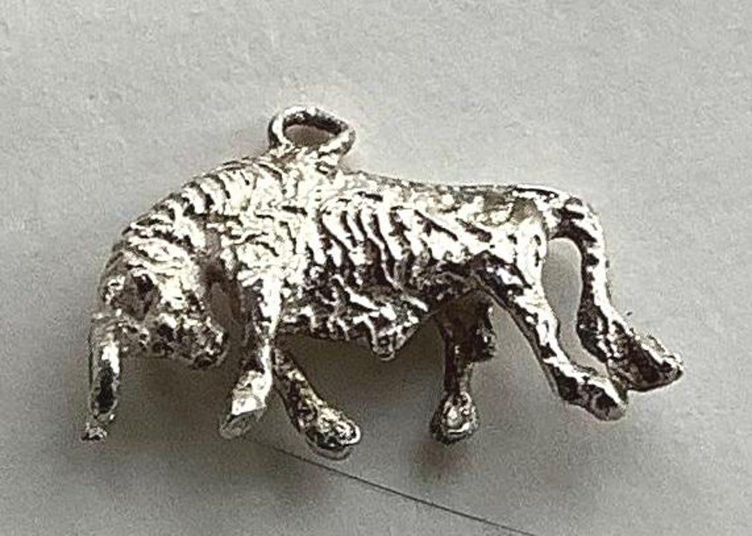 Vintage Sterling Silver Bull Charm or Pendant for Bracelet or Necklace ...