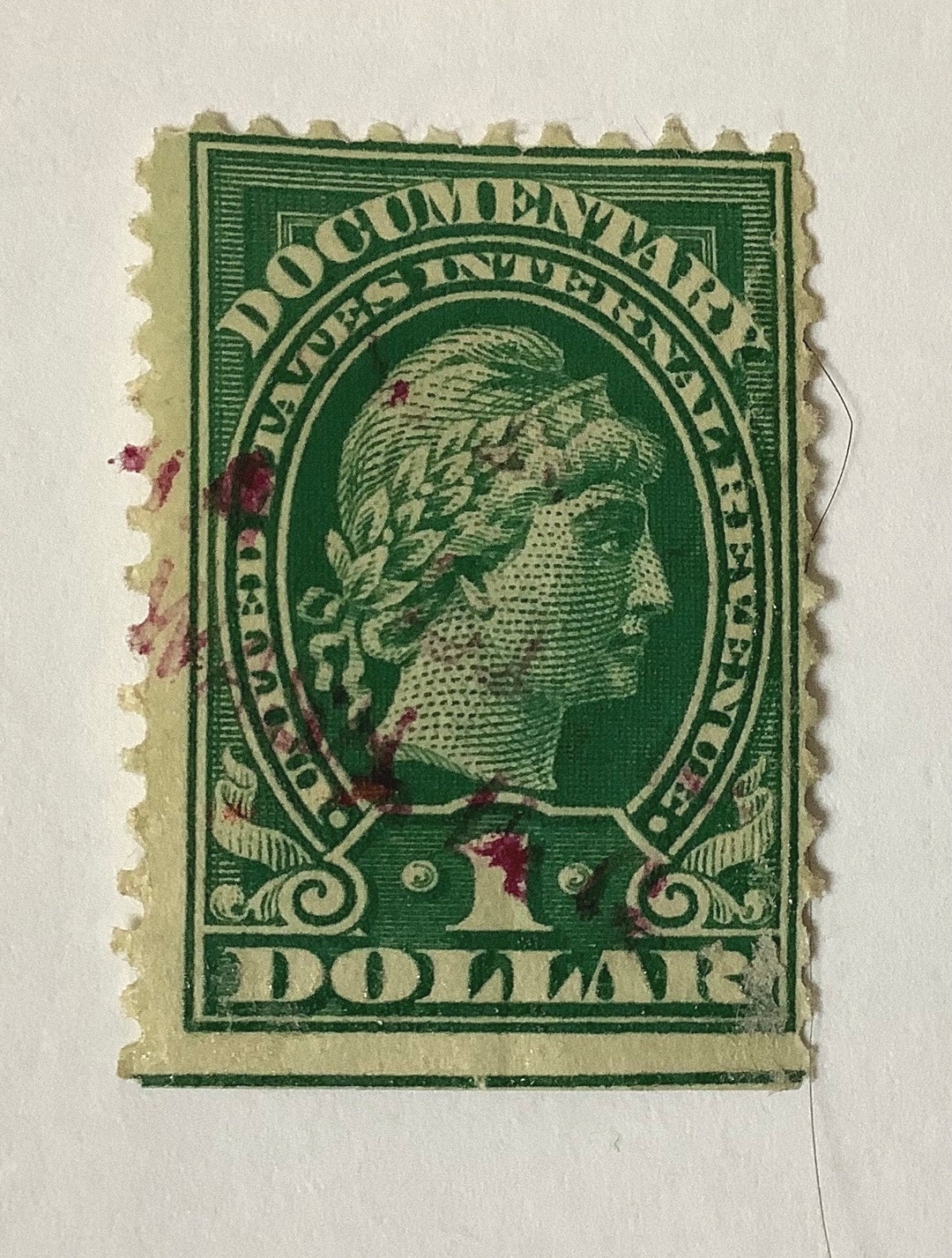 Vintage Postage Stamp 1 Dollar Green Documentary Internal Revenue - Etsy