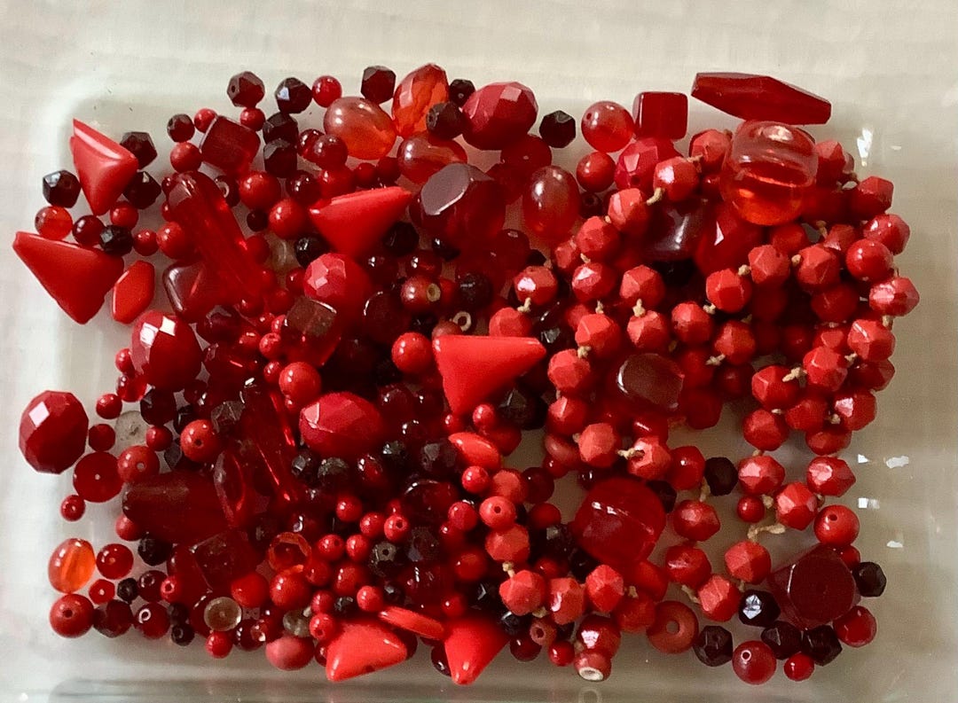 Vintage Collection of Red Glass Jewelry Beads All Sizes - Etsy