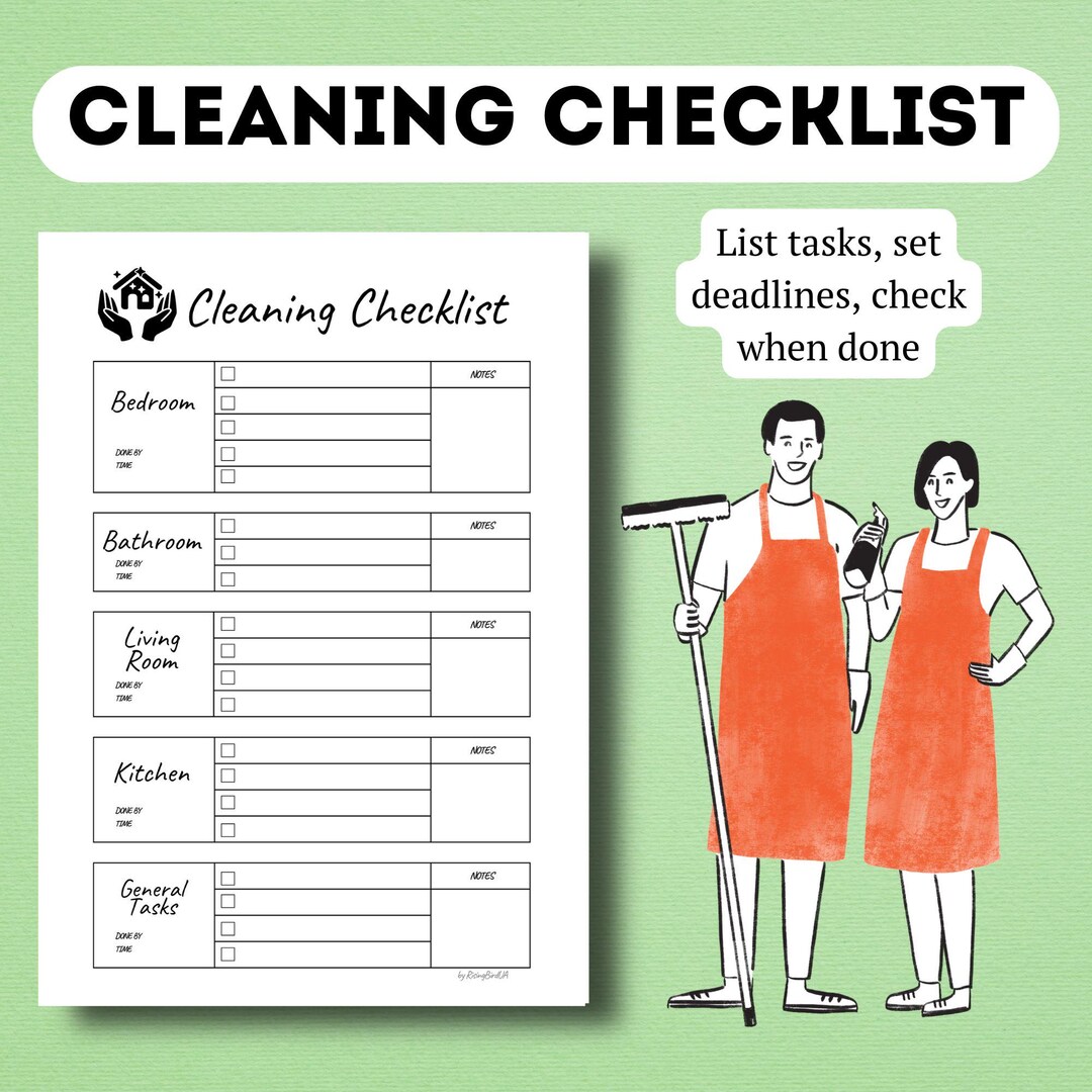 Cleaning Checklist Printable | Decluttering Tracker Schedule PDF | Home ...