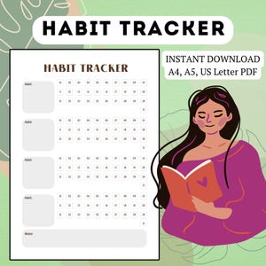 Habit Tracker PDF Printable | Goal Setting Productivity Journal ...