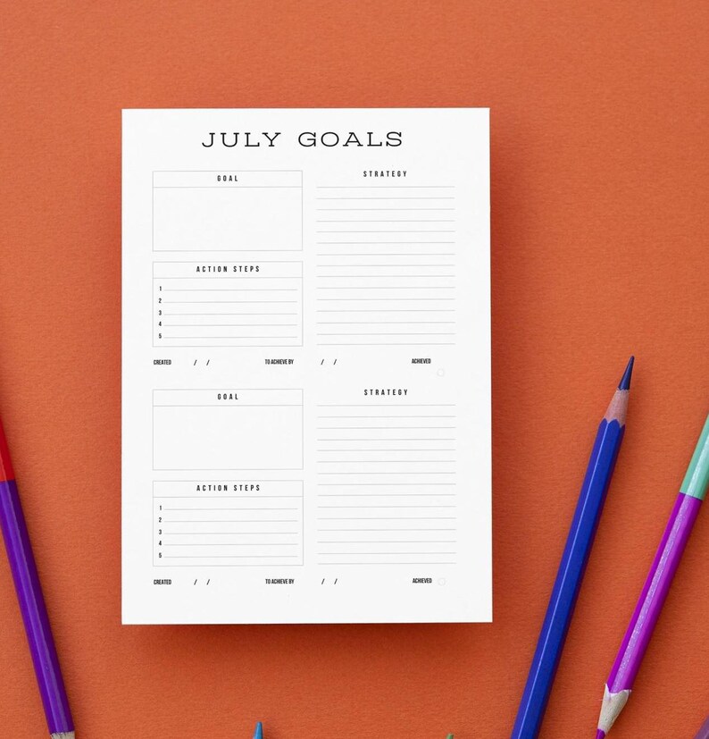Monthly Goal Planner Printable | All Year Long Goal Setting Worksheet ...
