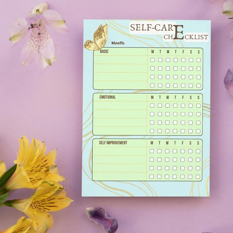 Self Care Checklist Printable | Mental Health Tracker With Self ...
