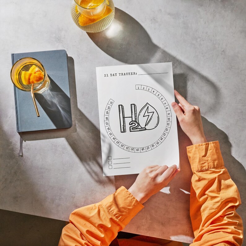 Water Intake Tracker Printable | 31 Day Hydration Goal Planner H2O ...