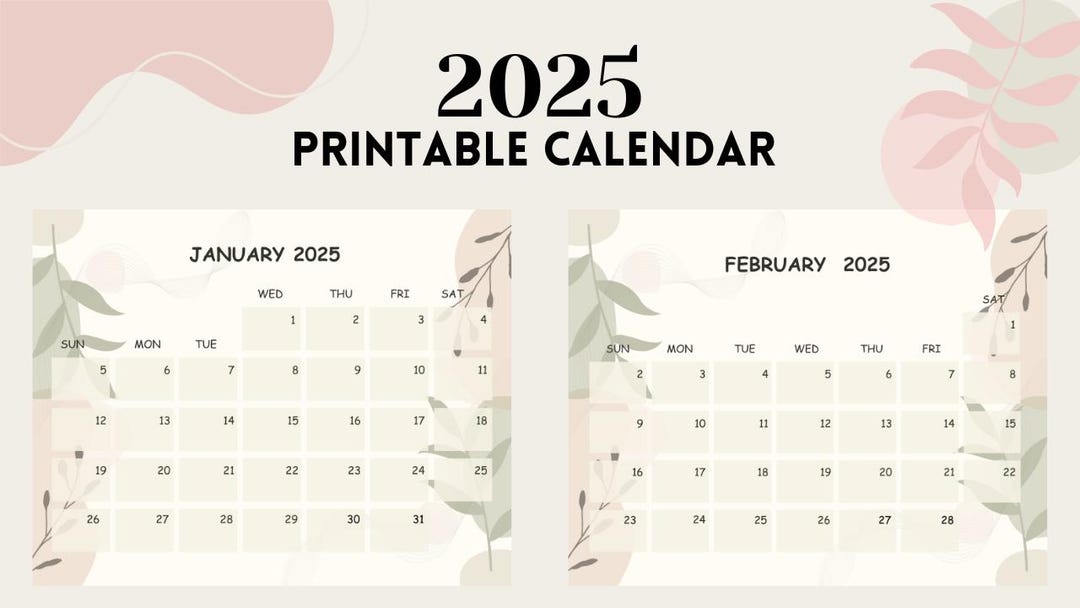 2025 Minimalist Calendar Template | INSTANT DOWNLOAD | Monthly ...