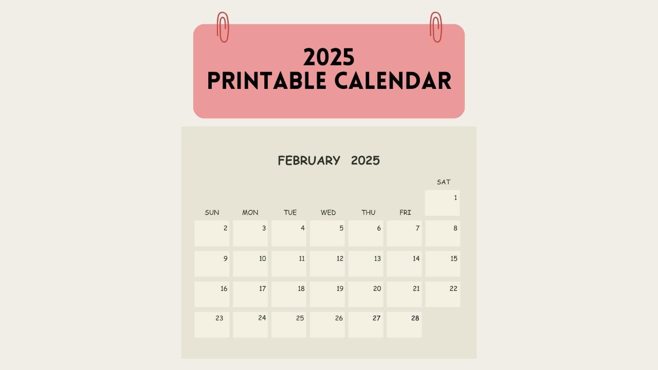 2025 Minimalist Calendar Template | INSTANT DOWNLOAD | Monthly ...