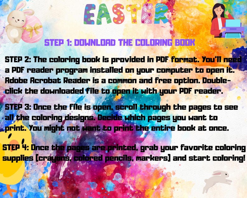 Easter Coloring Pages for Kids - 25 Printable Pages With Bunnies, Chicks and Ducks - Fun Easter ...