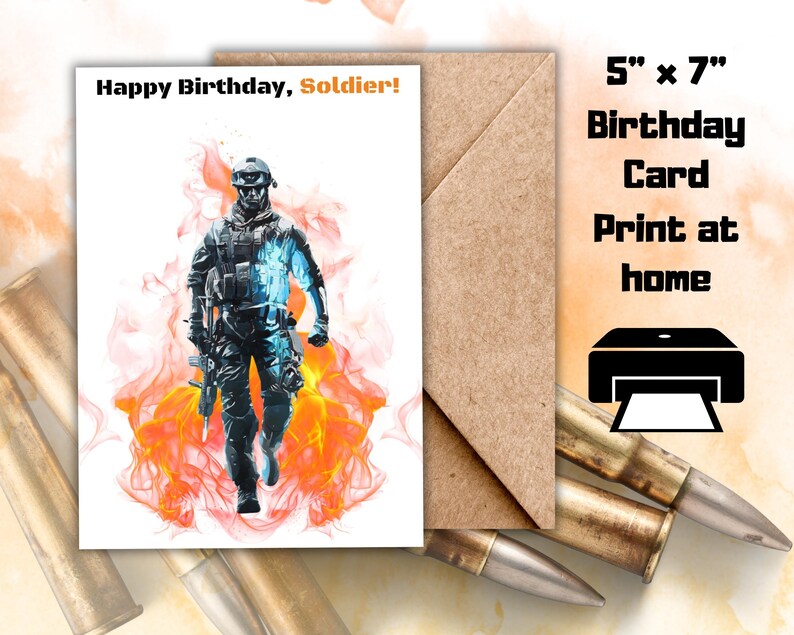 Call of Duty Birthday Card, Digital, Print at Home, Printable, Card ...