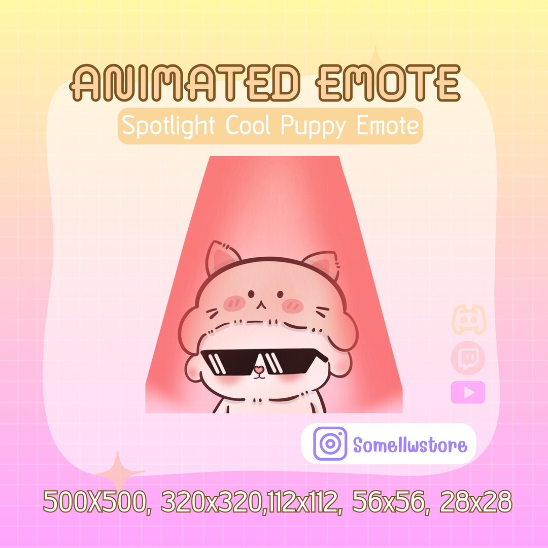 Animated Emote Cool Puppy in Cat Hat With Sunglasses Standing in ...
