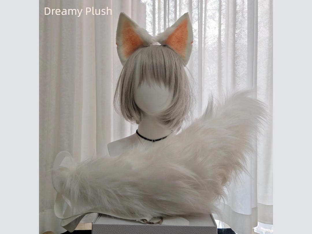 Handmade Fox Ears and Tail,furry White Ear and Tail,cosplay Ear ...