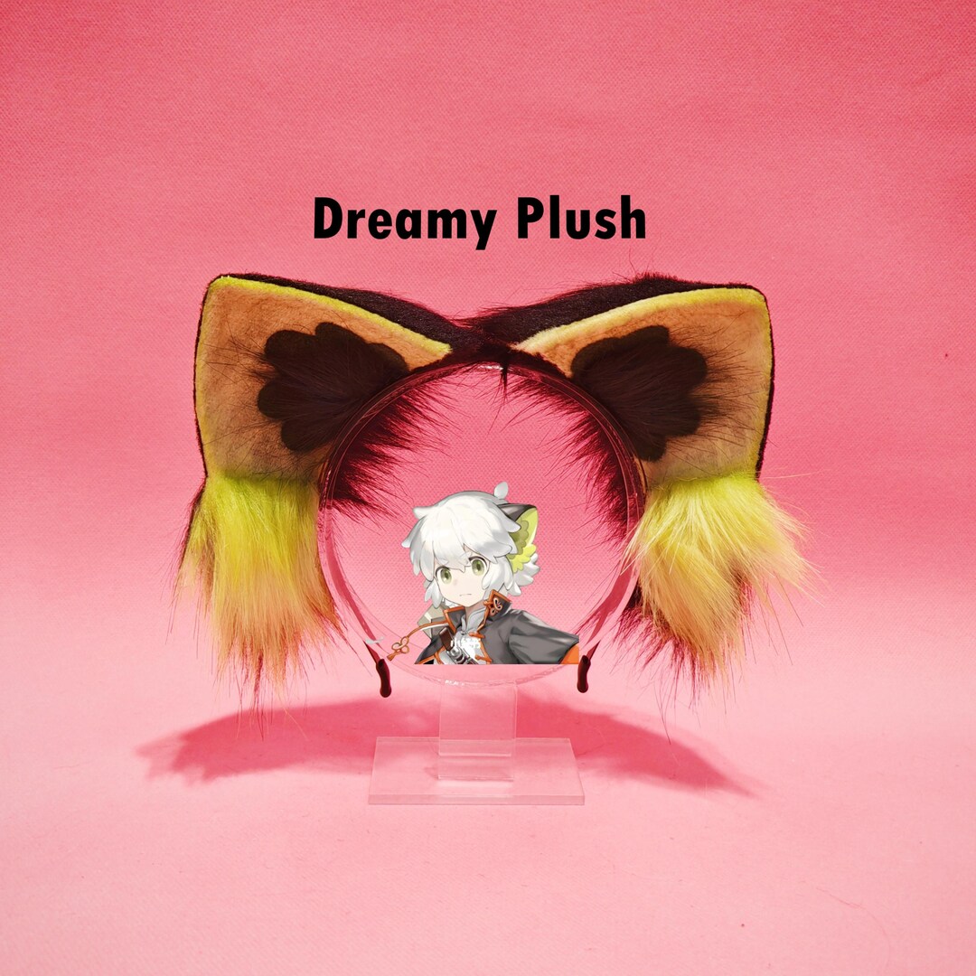 Furry Anime Beast Ears Headband,black&green Kemono Cat Ears With ...