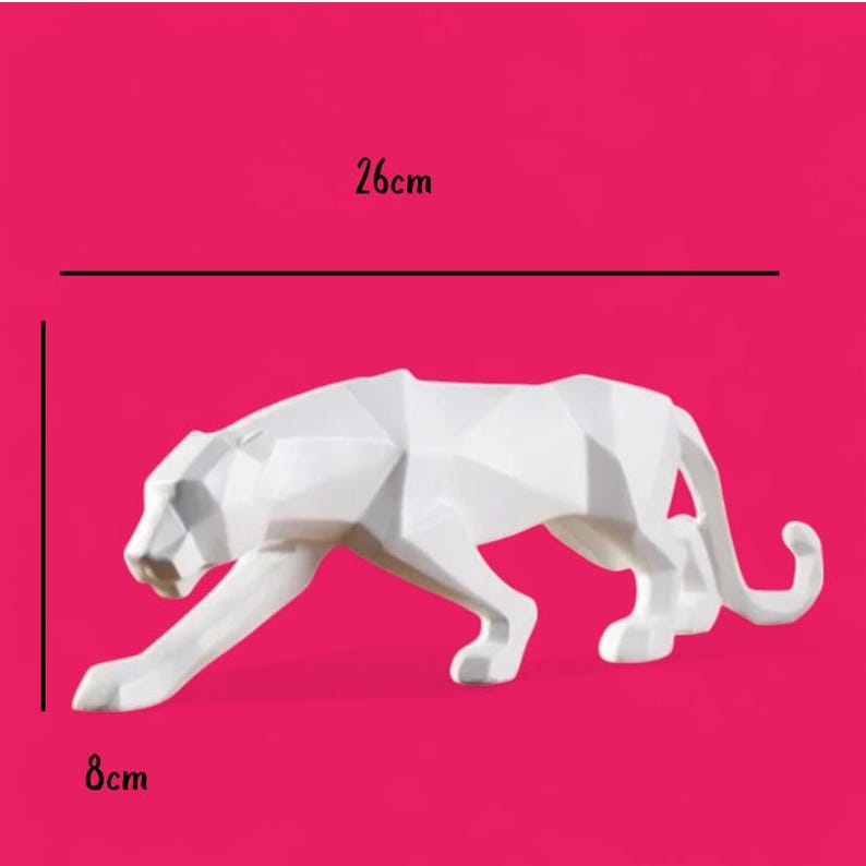 Panther Statue Animal Figurine, Abstract Geometric Resin Leopard ...