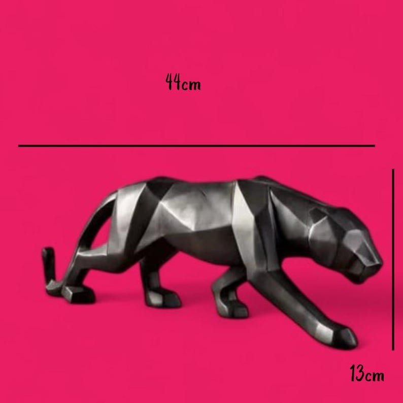 Panther Statue Animal Figurine, Abstract Geometric Resin Leopard ...