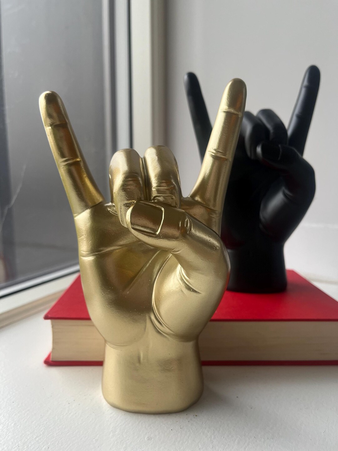 Modern Gold and Black, Rock & Roll Sign, Hand Ornament, Trendy Home ...