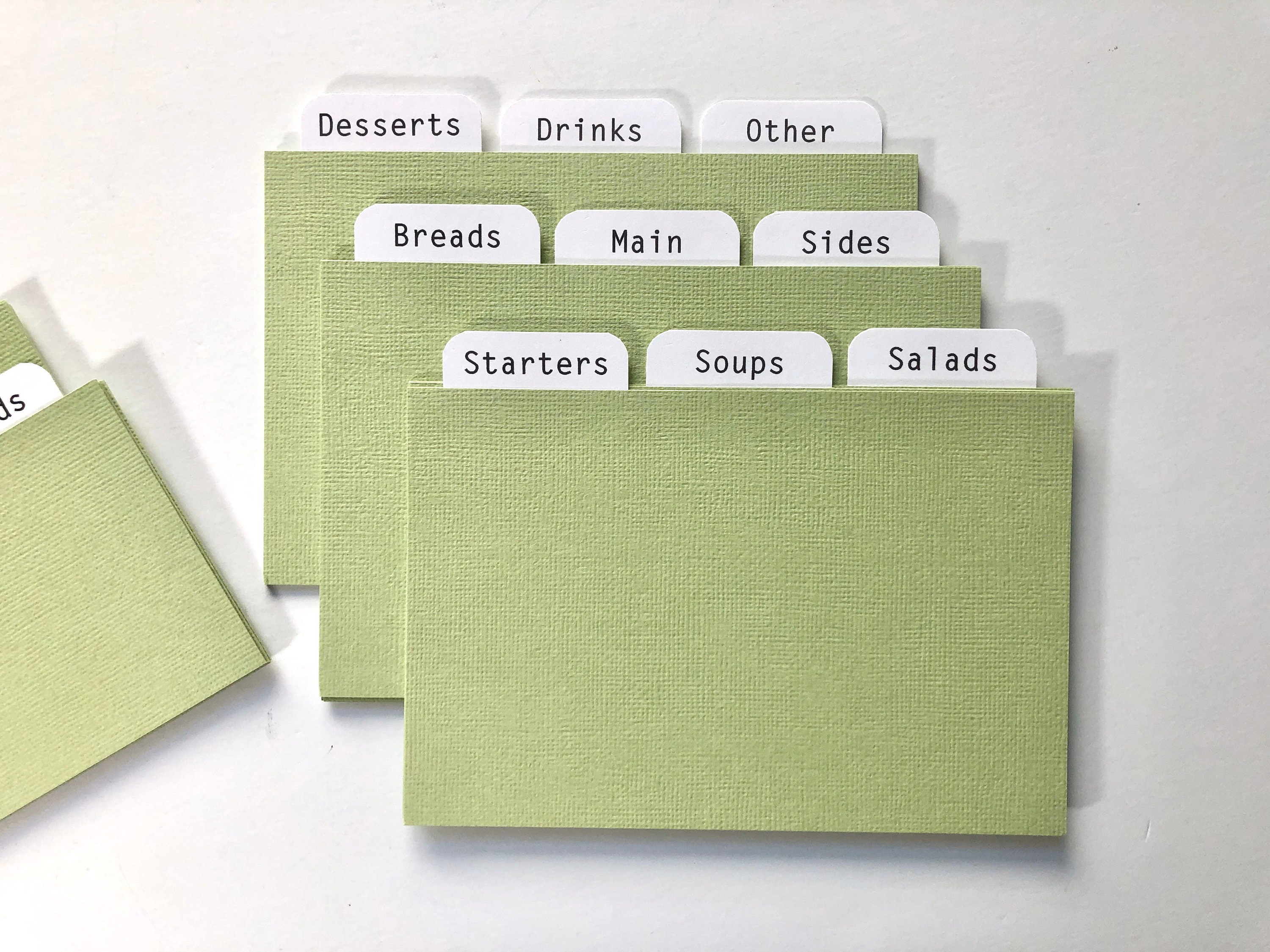 Beautiful Sage Green Recipe Divider Cards Organize Your Recipes in ...