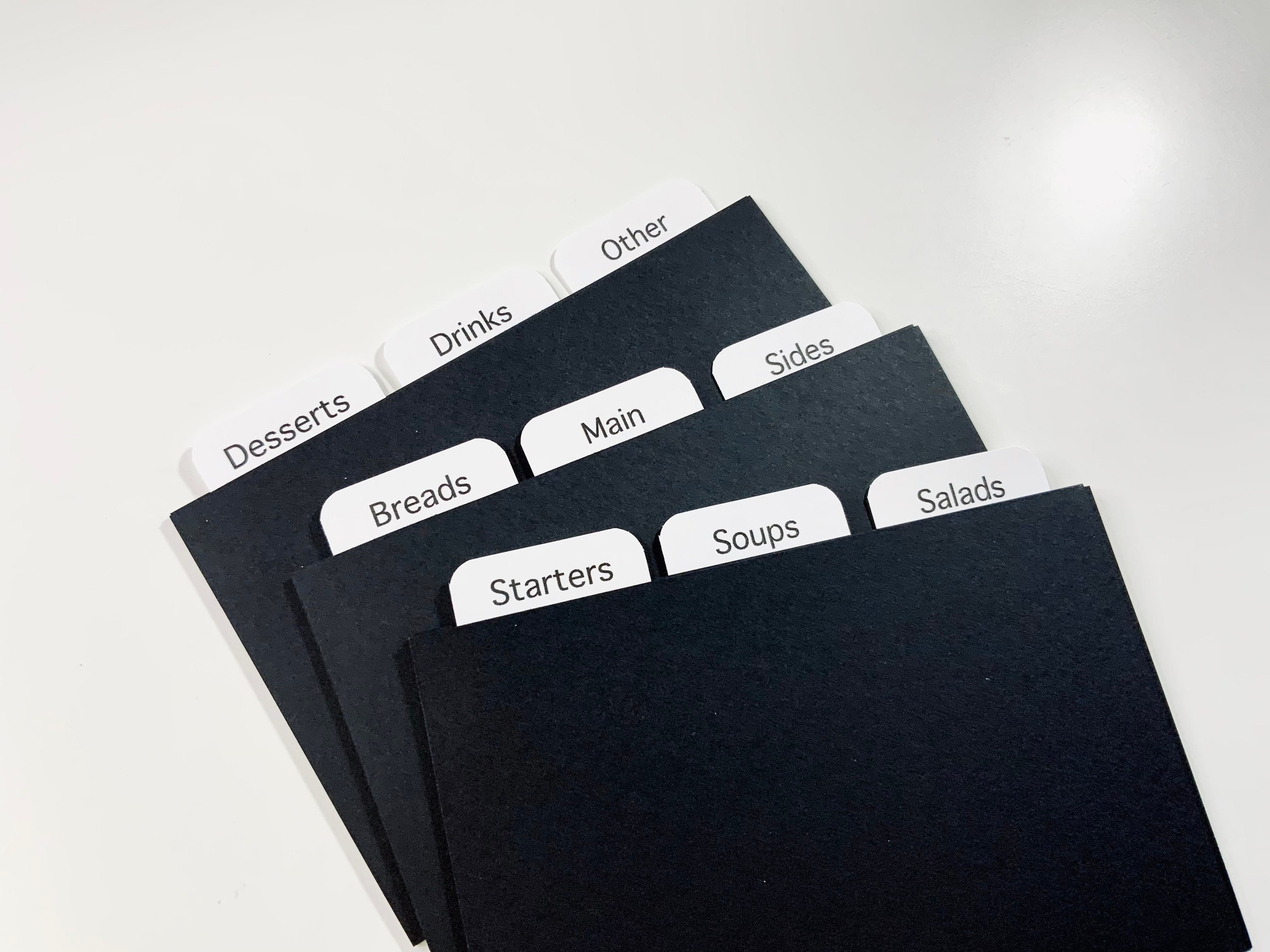 Black Recipe Card Dividers 4x6 or 3x5 - for Recipe Boxes/cards ...