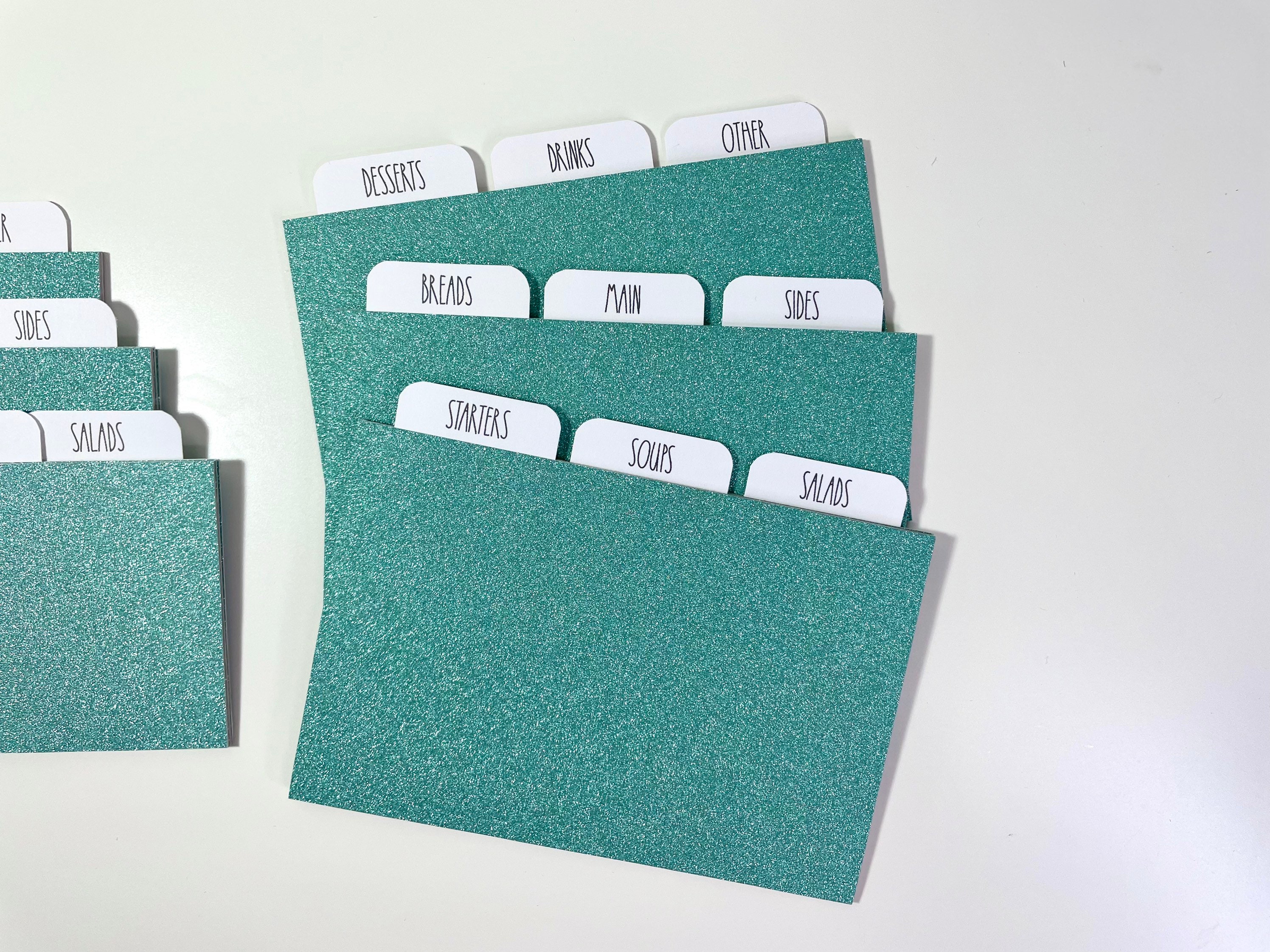Teal Glitter Recipe Card Dividers 4x6 or 3x5 - Rae Dunn Style Font - Etsy