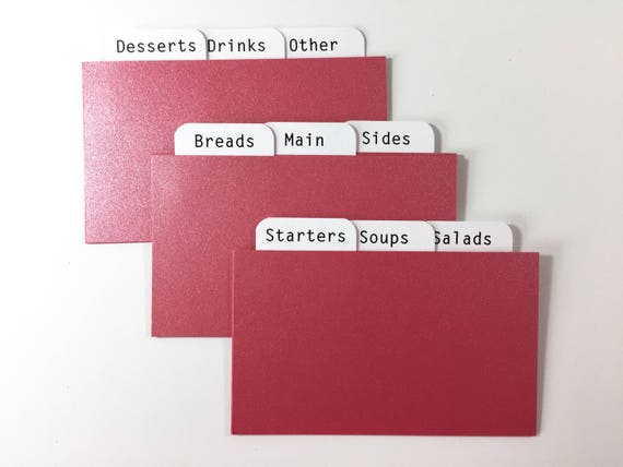 Bold Red Shimmer Recipe Card Dividers 4x6 or 3x5 for Recipe - Etsy