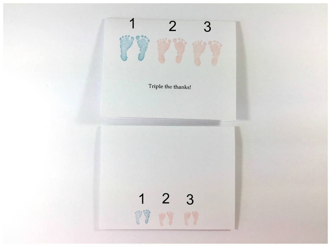Triple the Thanks Triplet Baby Thank You Cards Set of 10 Blue, Pink ...