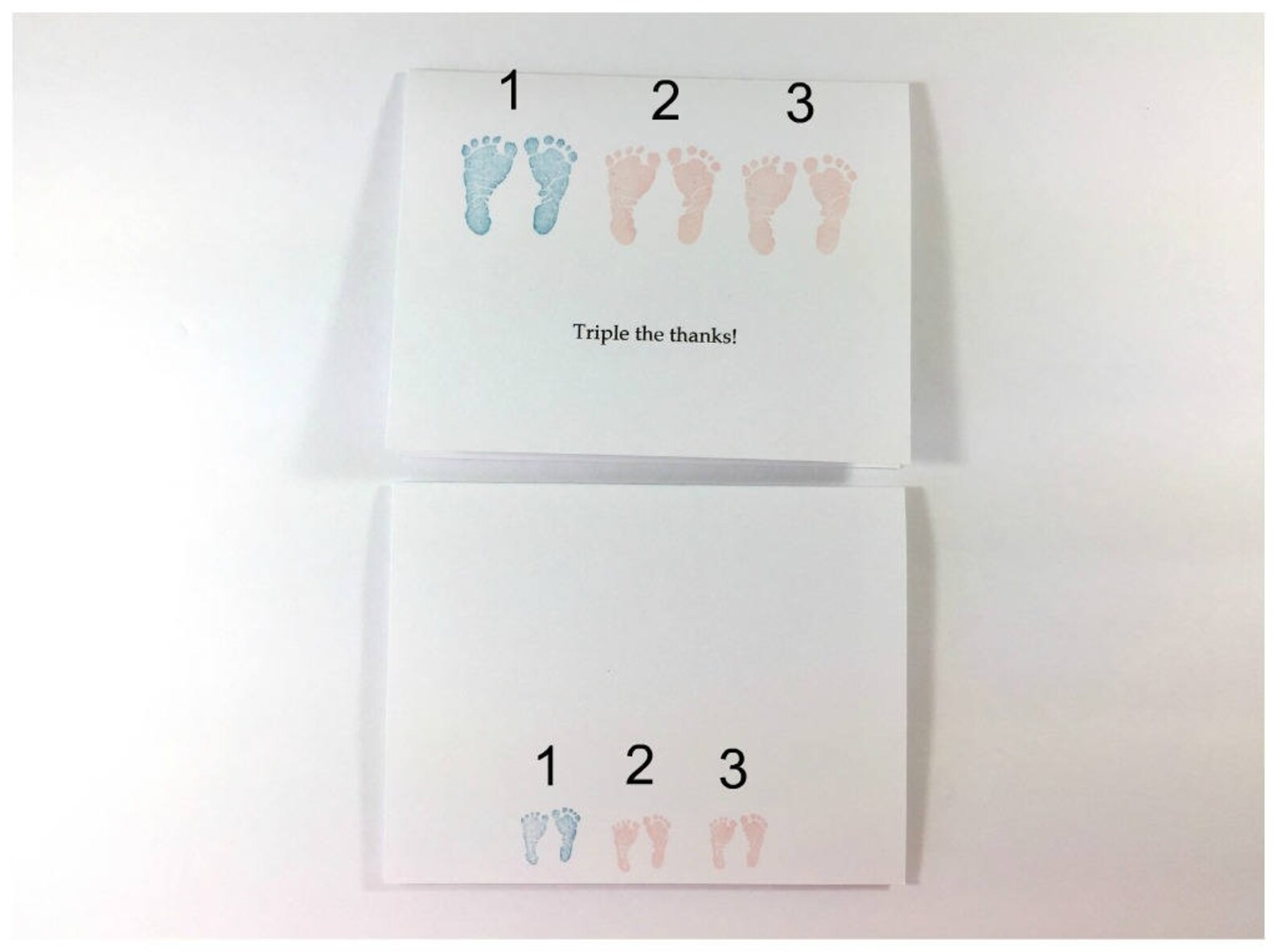 Triple the Thanks Triplet Baby Thank You Cards Set of 10 - Blue, Pink ...