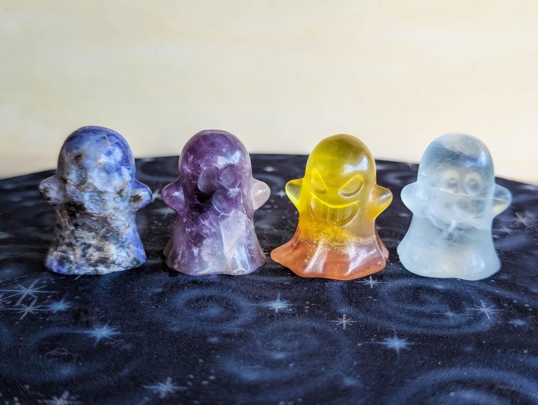Crystal Ghost Carvings, Miniature Ghost Crystal, Crystal Ghost Figurine ...