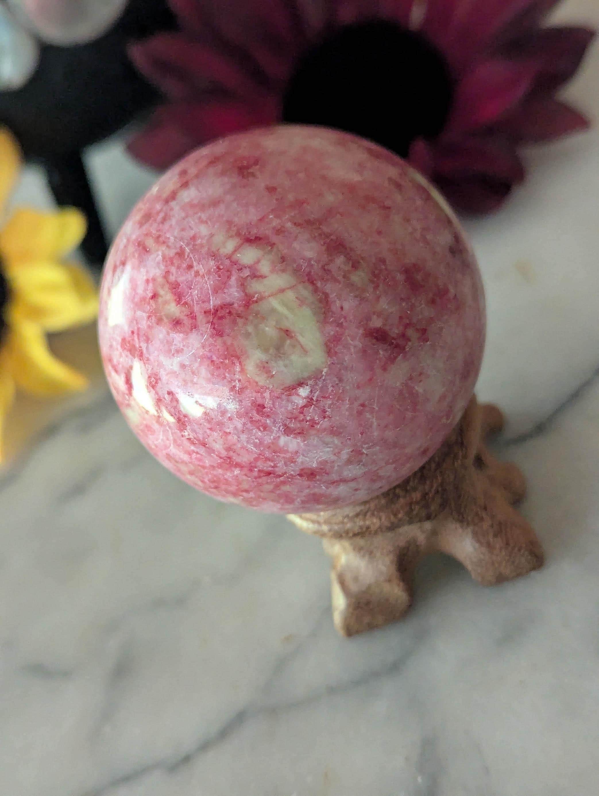 Polished Thulite Sphere: Pink Zoisite Crystal Ball From Norway - Etsy