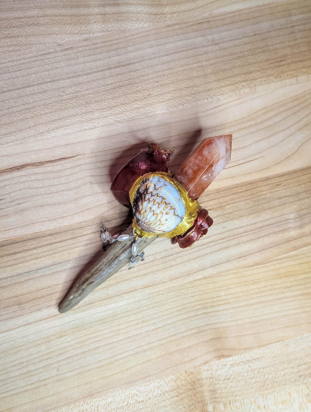 Crystal Deer Antler Wand: Aphrodite Offering, Fire Quartz, Witchy Altar ...
