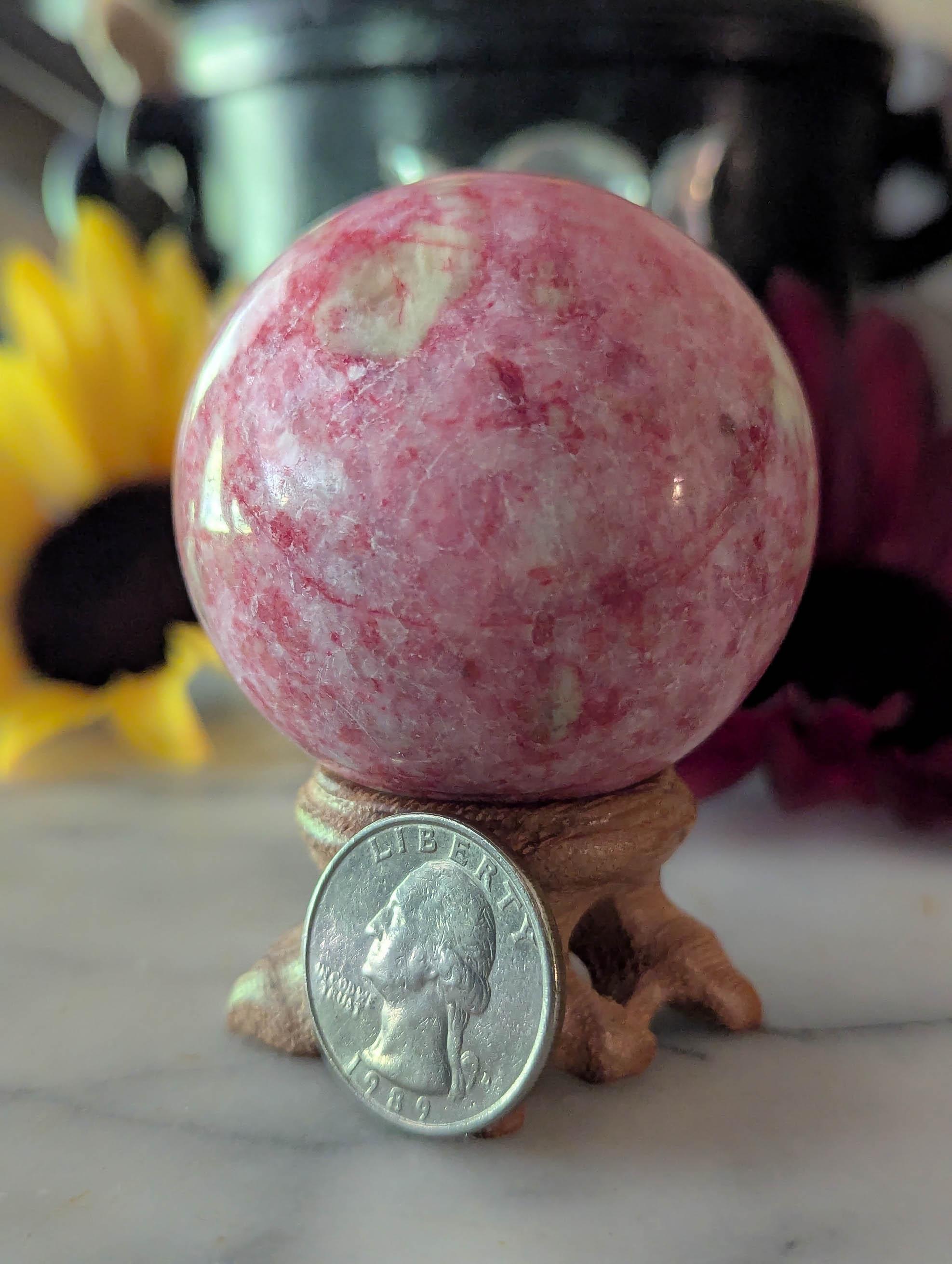 Polished Thulite Sphere: Pink Zoisite Crystal Ball From Norway - Etsy