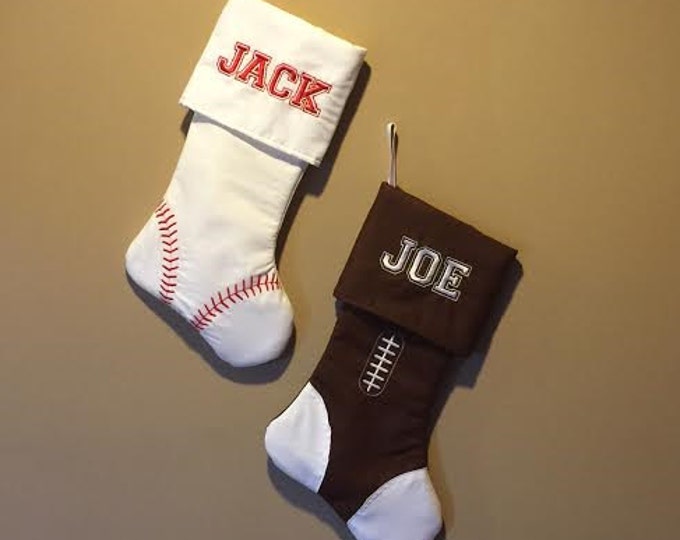 Sports Themed Christmas Stockings Free Personalization and Option to ...