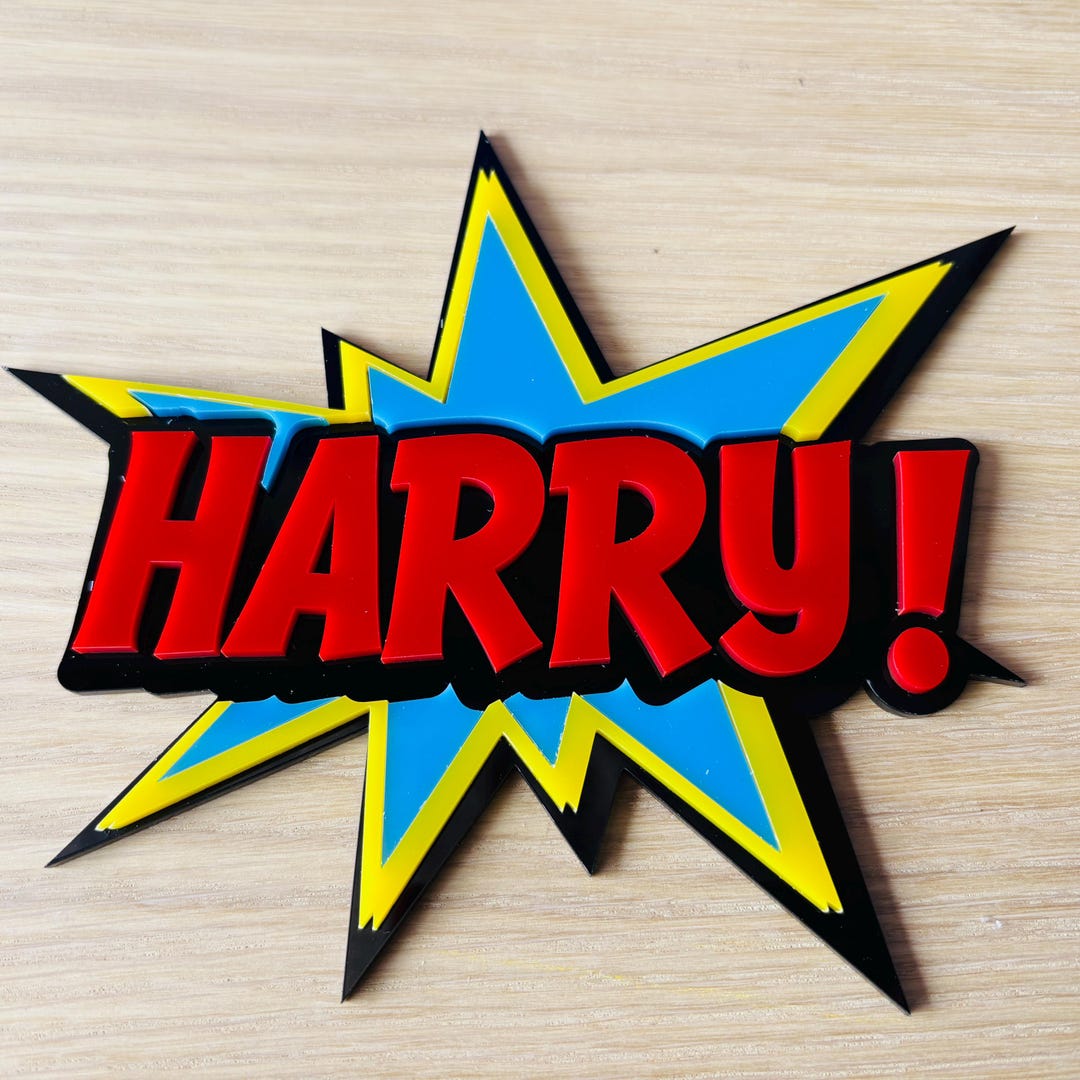 Personalised Colourful 3D Comic Action Sign, Multi Layer Acrylic KAPOW ...