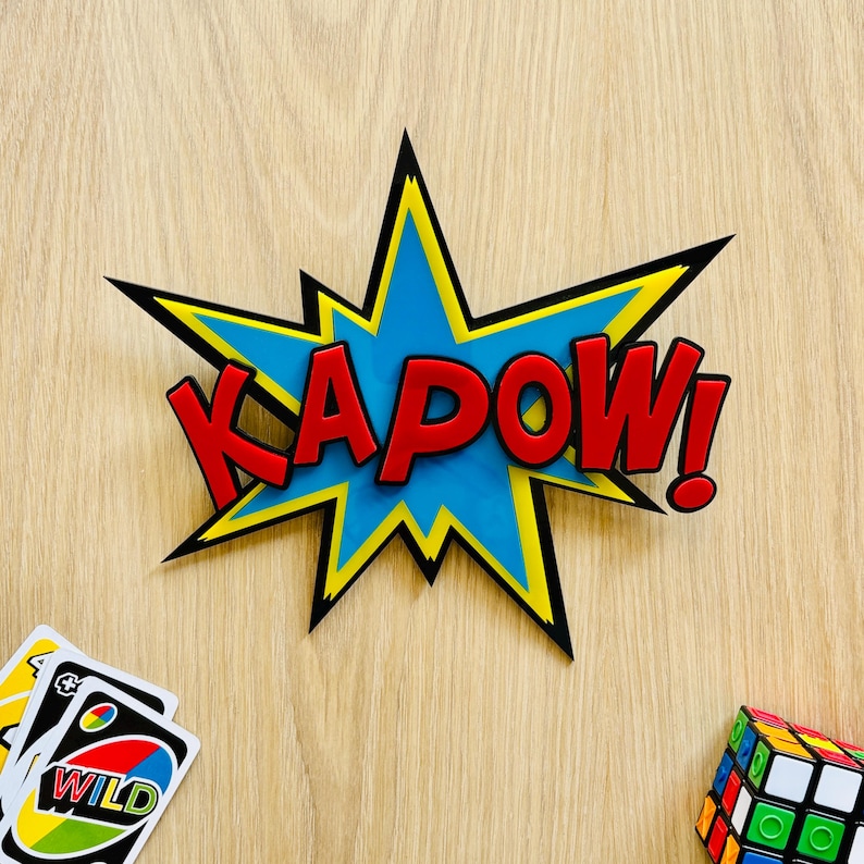Colourful 3D Comic Action Sign, Multi Layer Acrylic KAPOW! Art, Retro ...