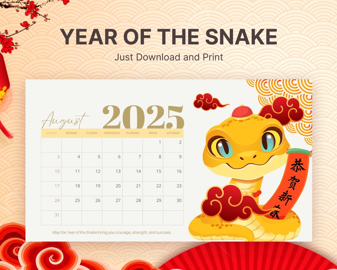 2025 Wall Calendar Year of the Snake monthly Planner Large Print ...