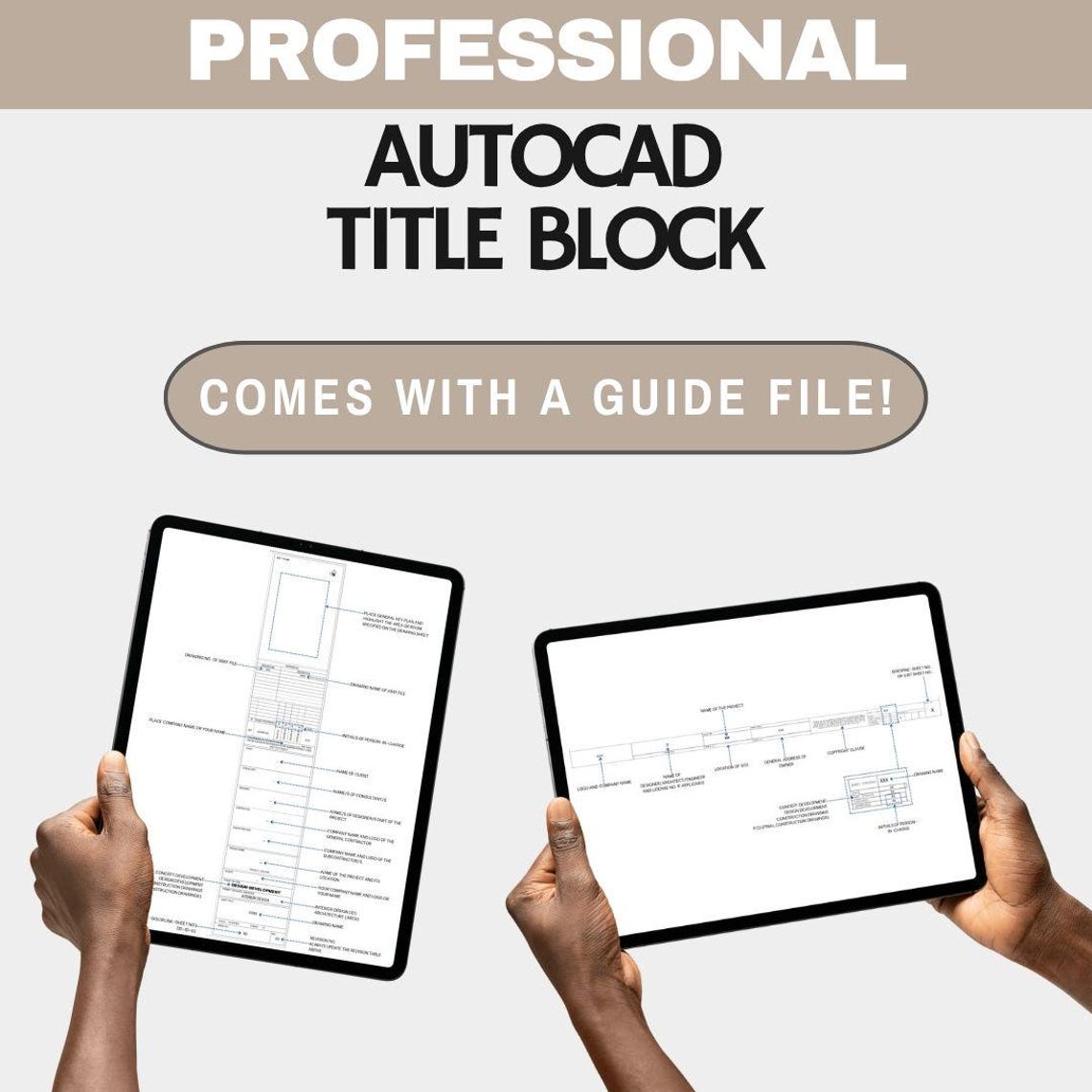 Autocad Title Block Template: 2 Professional Design Layout (digital ...