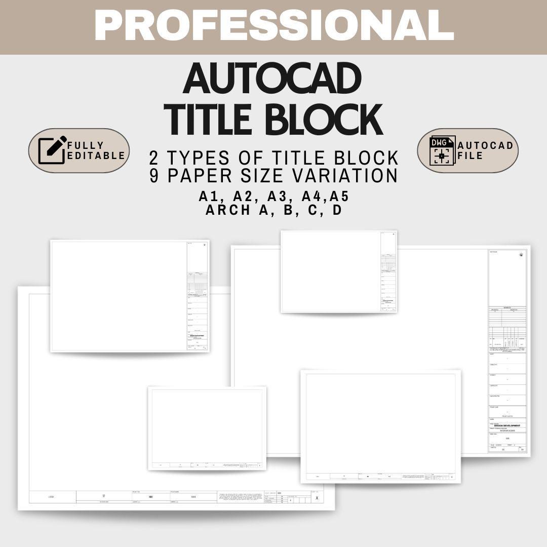 Autocad Title Block Template: 2 Professional Design Layout (digital ...